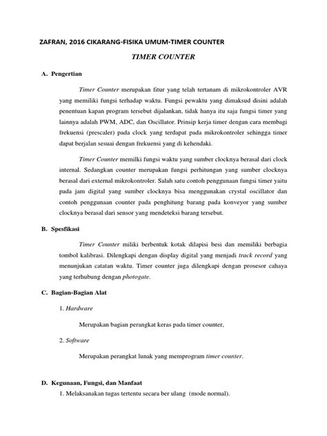 Zafran 2016 Cikarang Fisika Umum Timer Counter Pdf