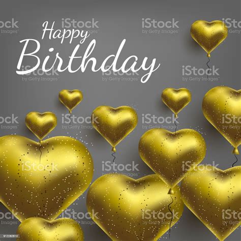 심장의 모양에 골드 풍선 벡터 일러스트 엽서 포스터에 대 한 배경 고무에 대한 스톡 벡터 아트 및 기타 이미지 고무 공 스포츠 장비 공기 주입 Istock