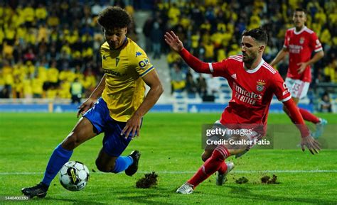 Tiago Santos Of Gd Estoril Praia With Rafa Silva Of Sl Benfica In