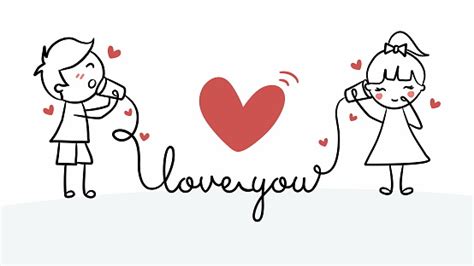 행복한 커플 일러스트 귀여운 커플 사랑에 빠진 소녀와 소년 커플 사랑 당신은 전화를 사랑 발렌타인 데이 귀여운에 대한 스톡 벡터 아트 및 기타 이미지 Istock