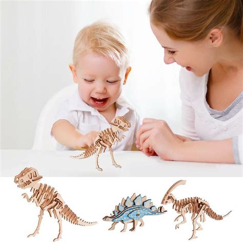 3d 나무 퍼즐 공룡 두뇌 티저 퍼즐 Diy 빌딩 키트 모델 해골 조립 세트 디노 화석 만들기 어린이용 건축 및 건설 장난감