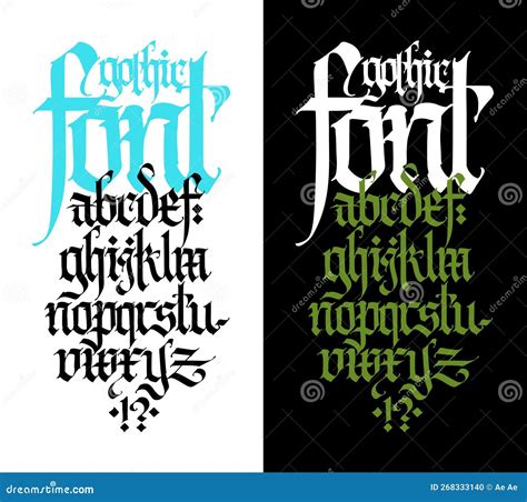 Gothic Vector Uppercase And Lowercase Letters On A White Background