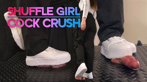 Shuffle Girl Cock Crush In White Platform Sneakers Shoejob Trampling