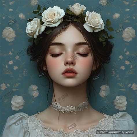 Ai创作图玫瑰花少女 写实唯美插画 手绘玫瑰美女 蓝莓插画美女 高级感女插画 写实少女 唯美少女与花系列 玫瑰花插画女孩 少女与花插画 气质