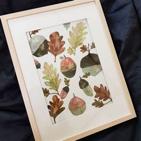은은한가을 가을 9월아침 가을액자 도토리그림 도토리 수채화 수채화공방 목동화실 성인취미 키즈아트 세라믹페인팅