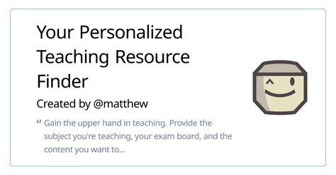 Your Personalized Teaching Resource Finder