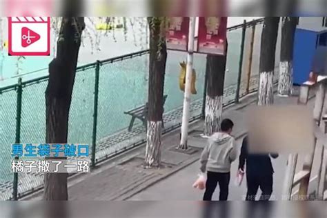太原一男生袋子破口，橘子撒一路，回宿舍看到空袋子该怀疑人生了