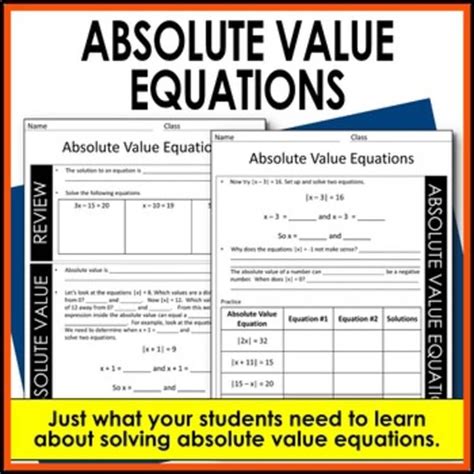 Solving Absolute Value Equations Guided Notes And Practice Tpt