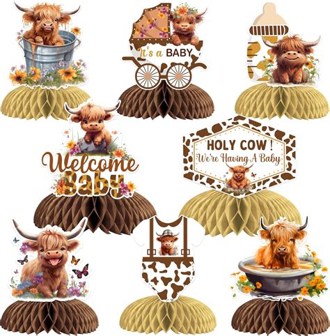 Amazon Cheereveal 8 Pieces Highland Cow Baby Shower Honeycomb