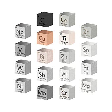 18 Pcs Metal Elements Cube Density Cubes 99 99 High Purity Periodic