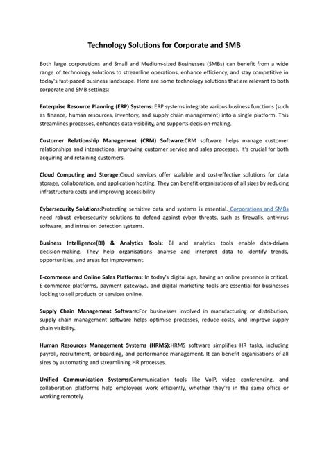 Ppt Technology Solutions For Corporate And Smb Powerpoint