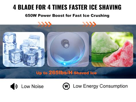 Vevor Commercial Ice Shaver 265lbshr Ice Crusher Snow Cone Machine