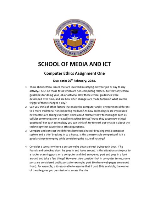 Computer Ethics Assignment One Pdf