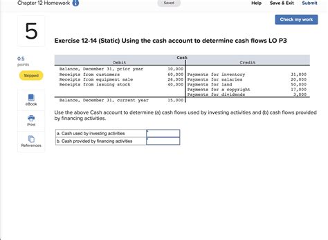 Solved Exercise Static Using The Cash Account To Chegg
