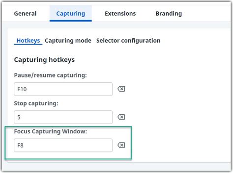 Task Capture Erfassungseinstellungen
