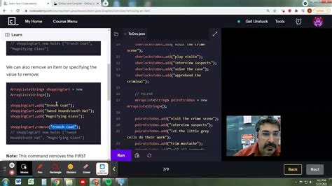 codeacademy arraylists remove 9 7 youtube