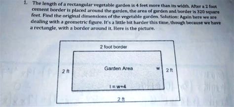 solved the length of a rectangular vegetable garden is 4 feet more