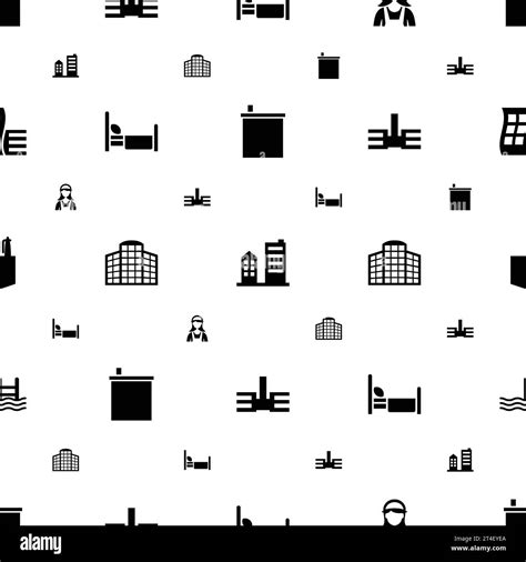 Hotel Icons Pattern Seamless White Background Vector Image Stock Vector