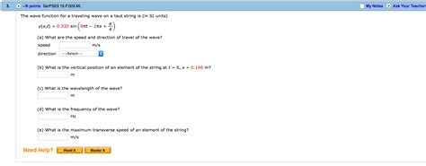 solved the wave function for a traveling wave on a taut