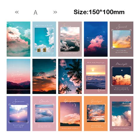 15pcs Sunset Colorful Clouds Posters Decorative Ca Grandado