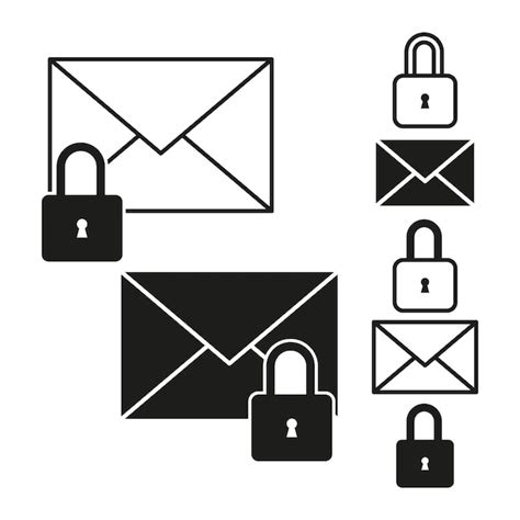 Premium Vector Email Security Icon Set Envelope With Lock Symbols