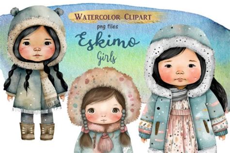 Eskimo Girls Cute Eskimo Clipart Graphic By Magiclily · Creative Fabrica