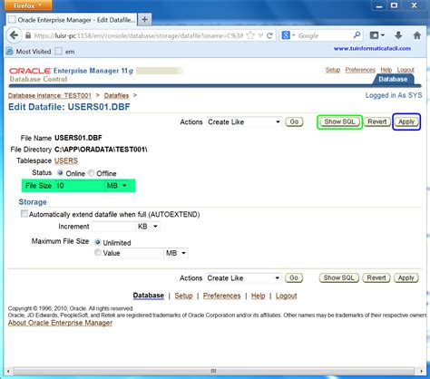 Como Ampliar Un Tablespace Con Oracle Enterprise Manager 11g Database