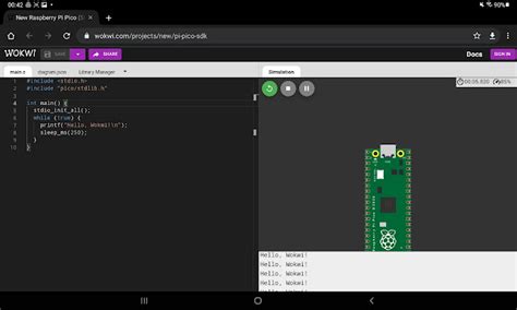Hello Raspberry Pi Raspberry Pi Pico Online Simulator