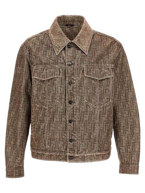 Buy Fendi All Over Flocked Logo Jacket Beige At 33 Off Editorialist