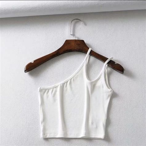 Negotiable White Asymmetrical Strappy Double Strap Crop Top With Cutout