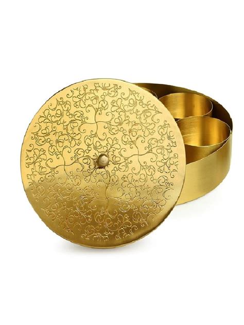 Golden Brass Masala Dani Masala Box Spice Box For Kitchen At Rs 910