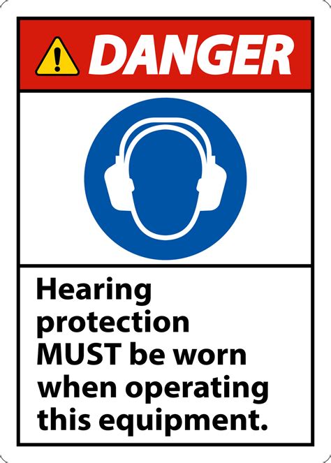Danger Hearing Protection Must Be Worn Sign 11125053 Vector Art At Vecteezy