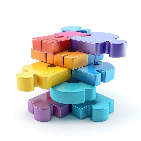 Multicolored Puzzle Pieces Form A Stack Of Interlocking Shapes Stock Illustration Illustration