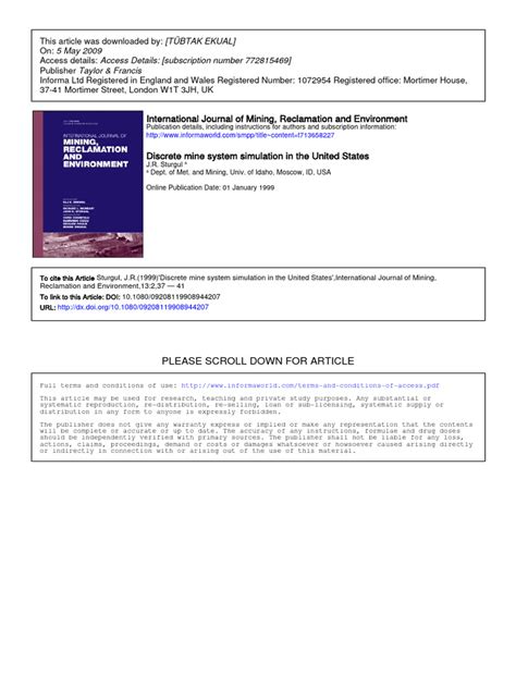 Discrete Mine System Simulation In The United States Pdf Simulation