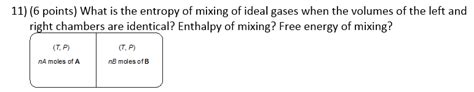 Solved Points What Is The Entropy Of Mixing Of Ideal Chegg Com