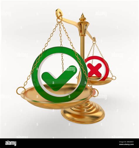 Rejection Sign And Check Mark On Scale White Background Isolated 3d