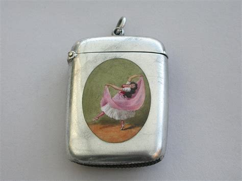 Edwardian Silver Enamel Dancing Girl Vesta Rolason Bros Bada