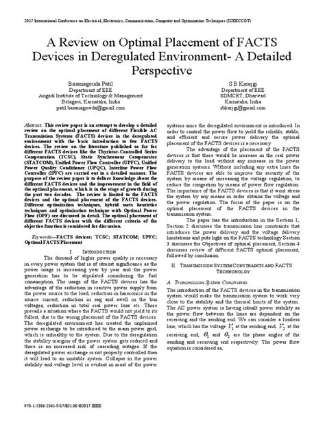 01ain a review on optimal placement of facts devices in deregulated