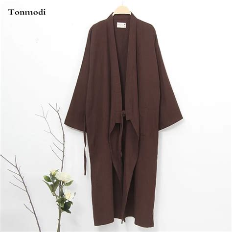 Kimono For Men Summer Robes Cotton Kimono Sleepwear Long Design