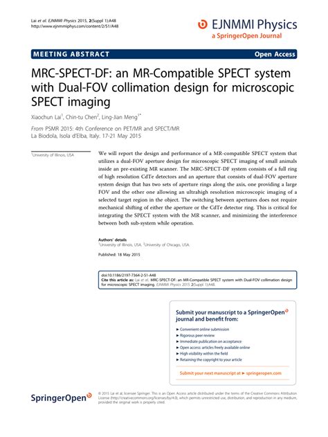 pdf mrc spect df an mr compatible spect system with dual fov