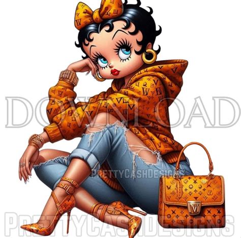 Betty Boop In Orange Hoodie Png High Resolution Dtf File Svg File