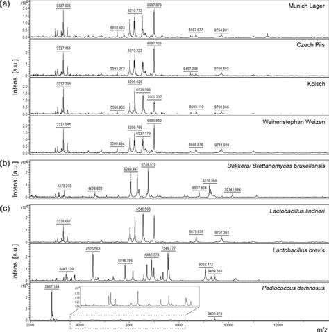 Representative MALDI TOF MS Spectra For Yeast And Bacterial Strains
