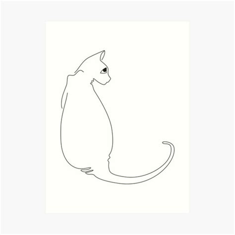 Naked Sphynx Cat Line Drawing Art Print For Sale By Melibertine