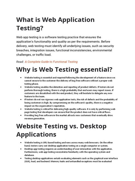Web Application Testing 2 Pdf Software Testing Application Software