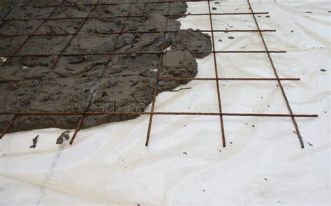 Close Up On Welded Wire Fabric In Concrete Floor Slab Reinforcing Bar