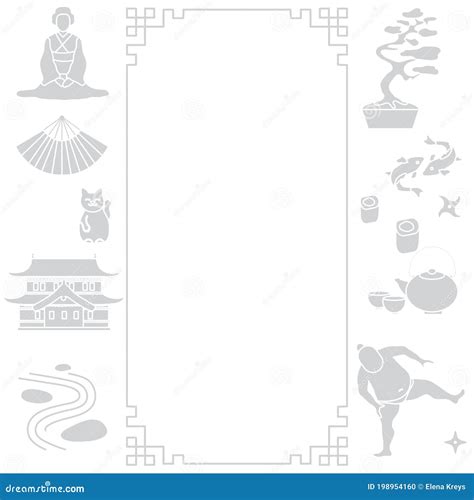 Vector Japanese Culture Japan Set Travel Tradition Stock Vector
