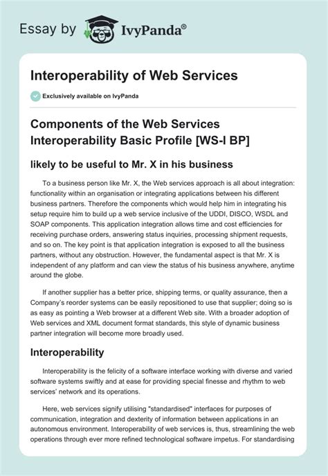 interoperability of web services 2410 words coursework example