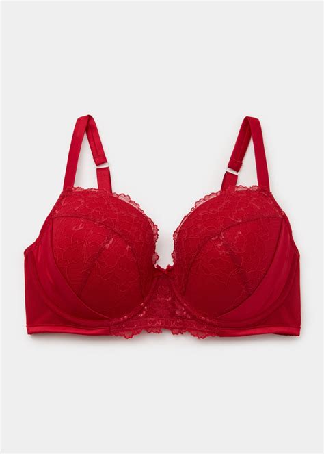 Dd Red Satin Lace Padded Bra Matalan