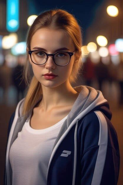 Premium Photo A Pretty European Girl Is Wearing Sportswear And Glasses