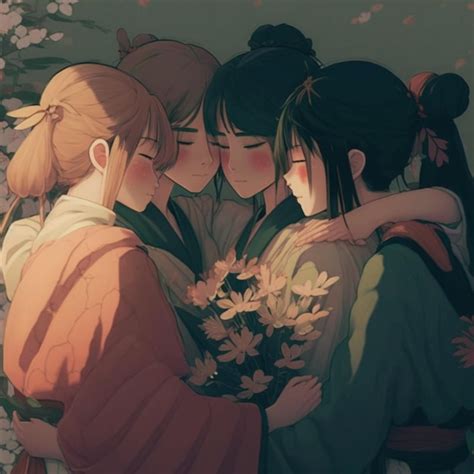Two Anime Characters One Is Hugging The Other🌹 Transforme Seu Dia Com
